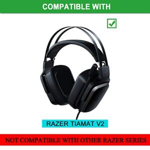 Jecobb Tiamat V2 Earpads, Replacement Ear Cushion Cover with Protein Leather & Memory Foam for Razer Tiamat V2 Headset ONLY (Black)