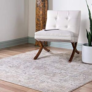 Rugs.com Oregon Collection Rug – 4 Ft Square Ivory Low-Pile Rug Perfect for Living Rooms, Kitchens, Entryways