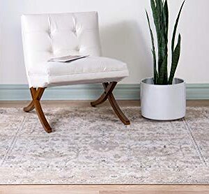 Rugs.com Oregon Collection Rug – 4 Ft Square Ivory Low-Pile Rug Perfect for Living Rooms, Kitchens, Entryways