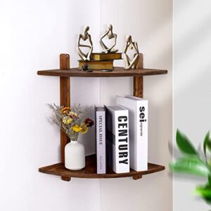 oueeger floating corner shelf, wood corner shelves floating wall mounted, small book corner shelves for living room, bedroom, kitchen