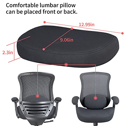 LONGBOSS Office Chair Ergonomic Computer Desk Mesh Chair, Back Waist Cushion and Height Adjustable Armrest - blk