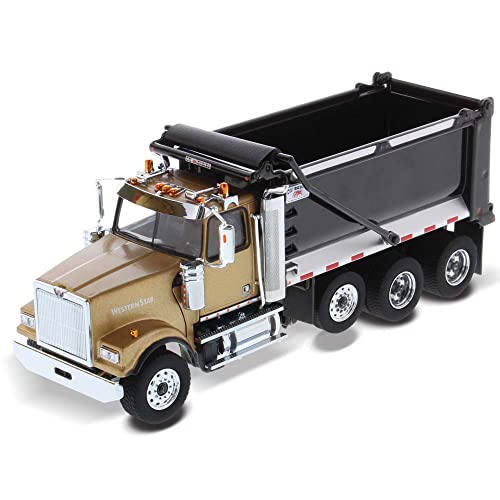 Diecast Masters Western Star 4900 SFFA Dump Truck | Tandem with Pusher Axle & OxBodies Stampede Dump Cab | 1:50 Scale Model Semi Trucks | Diecast Model by Diecast Masters 71080