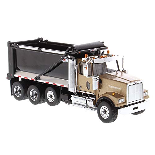 Diecast Masters Western Star 4900 SFFA Dump Truck | Tandem with Pusher Axle & OxBodies Stampede Dump Cab | 1:50 Scale Model Semi Trucks | Diecast Model by Diecast Masters 71080