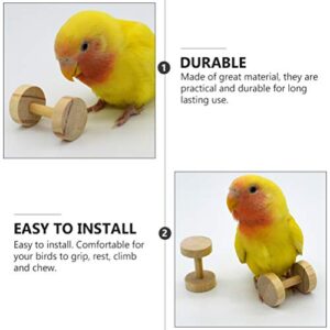 POPETPOP Parrot Toy 4pcs Creative Parrot Chewing Toys Wooden Dumbbell Playthings Funny Bird Cage Toy for Small Cockatiels Conures Parakeets Finch Educational Toys