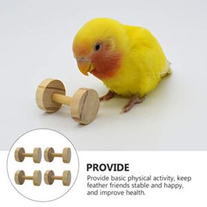 POPETPOP Parrot Toy 4pcs Creative Parrot Chewing Toys Wooden Dumbbell Playthings Funny Bird Cage Toy for Small Cockatiels Conures Parakeets Finch Educational Toys