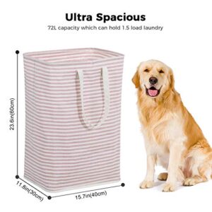 Lifewit 72L Freestanding Laundry Hamper Collapsible Large Clothes Basket with Easy Carry Extended Handles for Clothes Toys, Grey and Pink