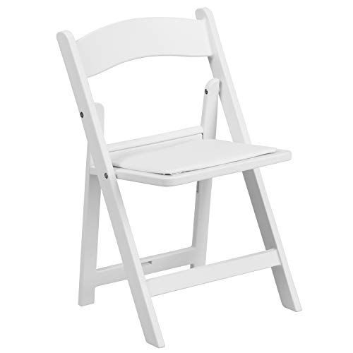 Flash Furniture HERCULES 10 Pack Kids White Resin Folding Event Party Chair with Vinyl Padded Seat