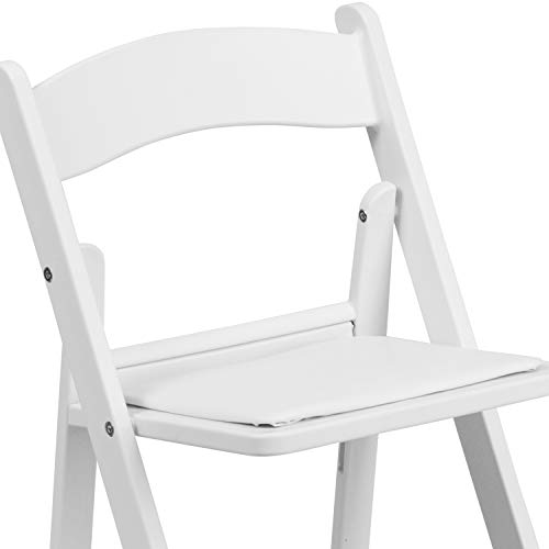 Flash Furniture HERCULES 10 Pack Kids White Resin Folding Event Party Chair with Vinyl Padded Seat