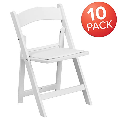 Flash Furniture HERCULES 10 Pack Kids White Resin Folding Event Party Chair with Vinyl Padded Seat