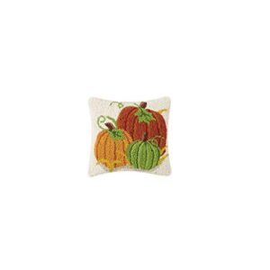 peking handicraft 31tg533c10sq pumpkin batch hook pillow, poly filled 10-inch length, wool and cotton