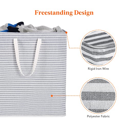 Lifewit 72L and 100L Freestanding Laundry Hamper Collapsible Large Clothes Basket with Easy Carry Extended Handles for Clothes Toys, Grey