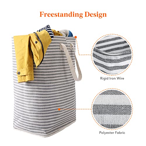 Lifewit 72L and 100L Freestanding Laundry Hamper Collapsible Large Clothes Basket with Easy Carry Extended Handles for Clothes Toys, Grey