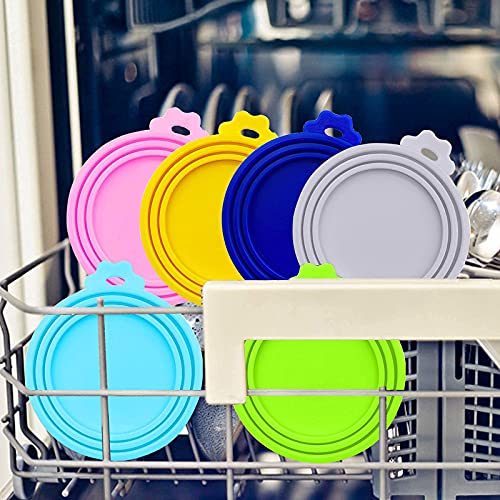 DORUI Pet Food Can Covers, Universal BPA Free Silicone Dog Cat Can Lids, Fit Most Standard Size Dog and Cat Cans(6 pack colors)