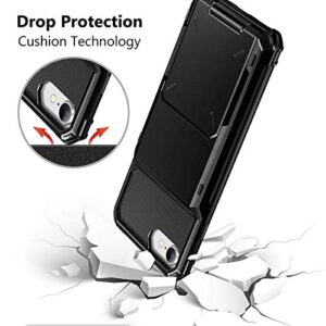 Vofolen Case for iPhone 6s 6 7 8 Case Wallet Credit Card Holder ID Slot Pocket Scratch Resistant Dual Layer Protective Bumper Rugged TPU Rubber Armor Hard Shell Cover for iPhone 6 6s 7 8 Black