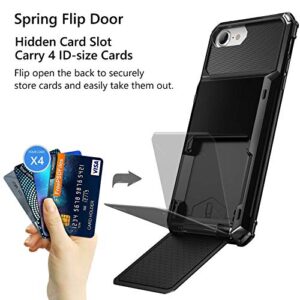 Vofolen Case for iPhone 6s 6 7 8 Case Wallet Credit Card Holder ID Slot Pocket Scratch Resistant Dual Layer Protective Bumper Rugged TPU Rubber Armor Hard Shell Cover for iPhone 6 6s 7 8 Black