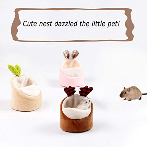 PAPIEEED Soft Small Pet Bed, Hamster Nest Pouch Cute Mouse House Hammock Sugar Glider Hideout Cage Accessories, Bedding for Gerbil Degu Golden Bear Hedgehog