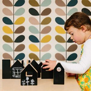 THE FRECKLED FROG Create ‘N’ Play My Village - Set of 8 - Ages 1+ - Wooden Blocks for Toddlers - Blackboard Surfaces to Write and Draw - Freestanding