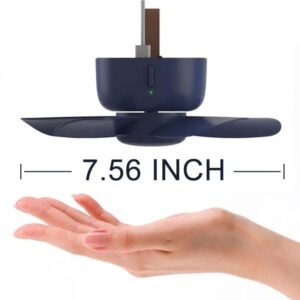 VVU&CCO Small Portable Ceiling Fan NOT Battery Powered -7.5 inch Diameter, Mini USB Tent Fans with Remote Control for Camping, Canopy Hanging Fan, Small Ceiling fan for Outdoor Gazebo, Silent Design