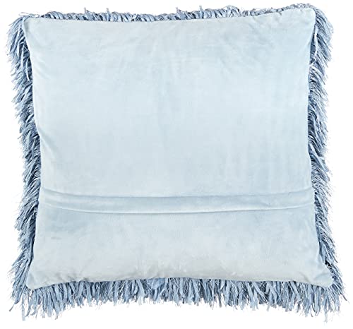 Mina Victory Shag Soft Ribbon Shag Ocean 20" x 20" Throw Pillow