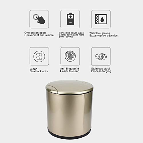 Aqur2020 Tea Bucket, 7L Smart Induction Trash Can Tea Residue Filter Bucket Stainless Steel Waste Water Bucket