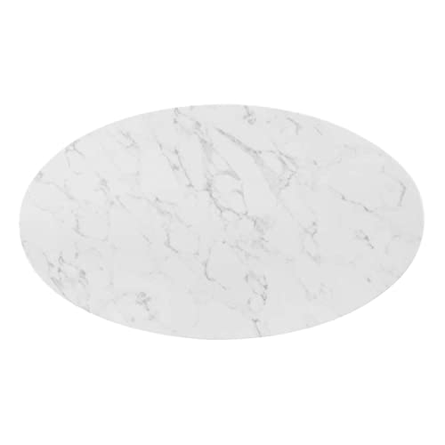 Modway Tupelo Oval Artificial Marble 48" Dining Table, 48 Inch, Gold White