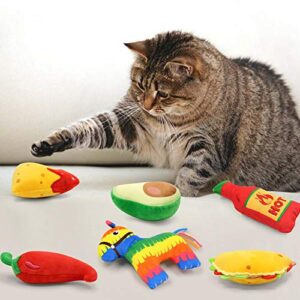 6 Pack Avocato Taco Chili Nacho Catnip Toys Dental Health Cat Toys Interactive Cat Toys for Indoor Cats Kitten Toy Cat Chew Toy Catnip Toys for Cats Gift for Cat Lovers Indoor Boredom Relief Supplies