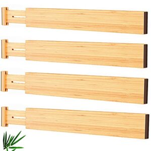 popin lover drawer adjustable dividers bamboo separators organization expandable organizers 17-22inch for kitchen bedroom bathroom dresser baby drawers & closet office 4-pack