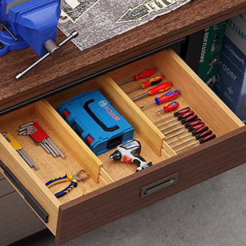 Popin Lover Drawer Adjustable Dividers Bamboo Separators Organization Expandable Organizers 17-22inch for Kitchen Bedroom Bathroom Dresser Baby Drawers & Closet Office 4-pack