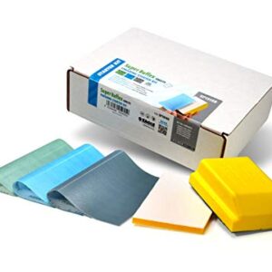 Super Buflex Flexible Polishing Sheets Starter Kit, SP19160, K2000 - K3000, 15 Sheets + 1 Interface Pad + 1 Hand Block