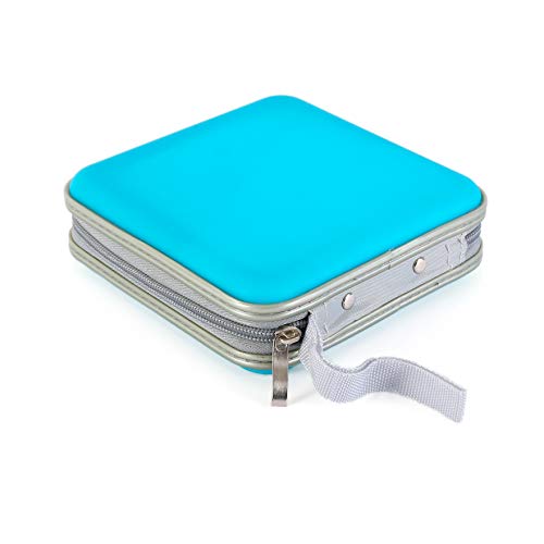 Home Wing CD Case Bright Color CD/DVD Holder for 30 Capacity Hard Shell CD Storage Car DVD Collection Sky Blue