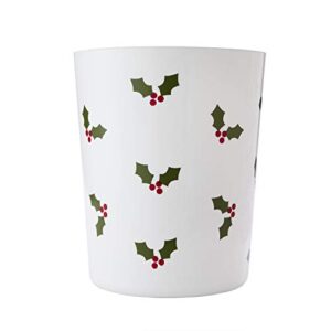 skl home holly leaves wastebasket, white