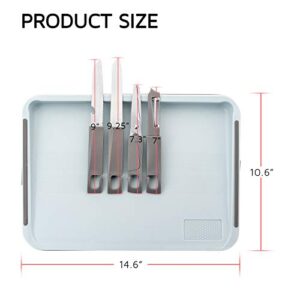 WELLSTAR Cutting Board Set of 5, Double Sided Plastic Chopping Board with Paring Knife, Serrated Utility, Scissors, Vegetables Peeler, Portable Outdoor Picnic BBQ Small Knife and Cutting Board Pack