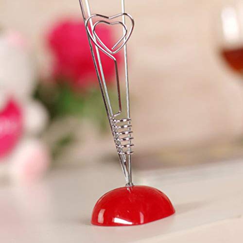 IMIKEYA Heart Photo Holder Table Number Stand Picture Holder Place Holder Memo Menu Clip Tree Name Organizer for Home Room Desktop Decor Silver Red