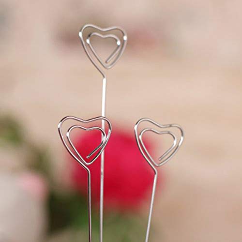 IMIKEYA Heart Photo Holder Table Number Stand Picture Holder Place Holder Memo Menu Clip Tree Name Organizer for Home Room Desktop Decor Silver Red