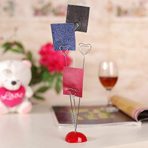 IMIKEYA Heart Photo Holder Table Number Stand Picture Holder Place Holder Memo Menu Clip Tree Name Organizer for Home Room Desktop Decor Silver Red