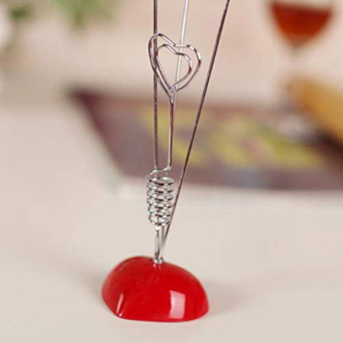 IMIKEYA Heart Photo Holder Table Number Stand Picture Holder Place Holder Memo Menu Clip Tree Name Organizer for Home Room Desktop Decor Silver Red