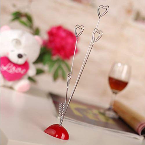 IMIKEYA Heart Photo Holder Table Number Stand Picture Holder Place Holder Memo Menu Clip Tree Name Organizer for Home Room Desktop Decor Silver Red