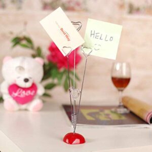 IMIKEYA Heart Photo Holder Table Number Stand Picture Holder Place Holder Memo Menu Clip Tree Name Organizer for Home Room Desktop Decor Silver Red