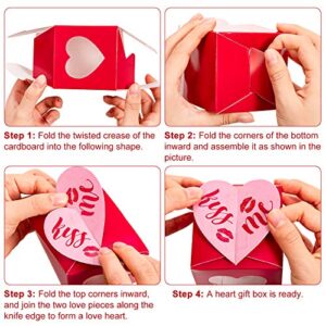 Whaline 24Pcs Valentine's Day Treat Boxes Red Rose Red Pink Heart Cardboard Box with Window 3 Inch Valentines Gift Container with Instruction for Goodie Cookie Candy Sweet Crafts Party Favor Supplies