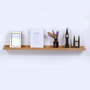 oak solid wood floating shelves wall mounted, picture ledge wall shelves storage shelves hanging self display ledge storage rack for bedroom, living room, bedroom, kitchen, office (natural, 36")