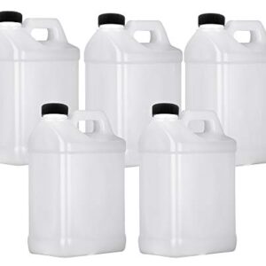 Mountain West Plastic Jug 1 Gallon, F-Style Storage Containers, HDPE, 5 Pack