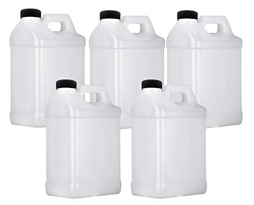 Mountain West Plastic Jug 1 Gallon, F-Style Storage Containers, HDPE, 5 Pack