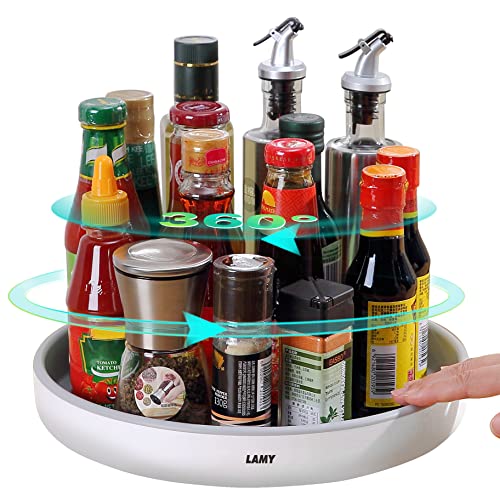 LAMY Lazy Susan Organizer Kitchen Organization, 12 Inch Lazy Susan Turntable for Cabinet, Pantry, Refrigerator and Table, White