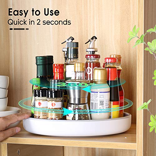 LAMY Lazy Susan Organizer Kitchen Organization, 12 Inch Lazy Susan Turntable for Cabinet, Pantry, Refrigerator and Table, White