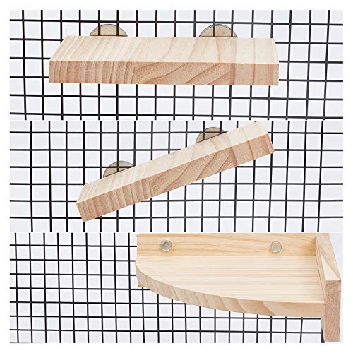 AHANDMAKER 4 Pcs 2 Sizes Wood Pet Cage Platform, Pet Perch Platform Stand, Wood Perch for Small Animals Parrot Gerbil Rat Mouse Chinchilla Hamster Cage Accessories Exercise Toys