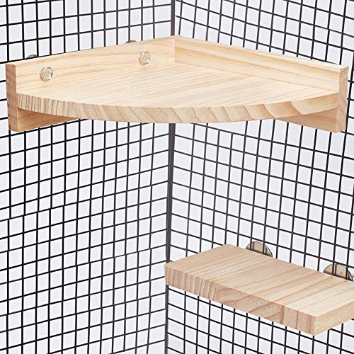 AHANDMAKER 4 Pcs 2 Sizes Wood Pet Cage Platform, Pet Perch Platform Stand, Wood Perch for Small Animals Parrot Gerbil Rat Mouse Chinchilla Hamster Cage Accessories Exercise Toys