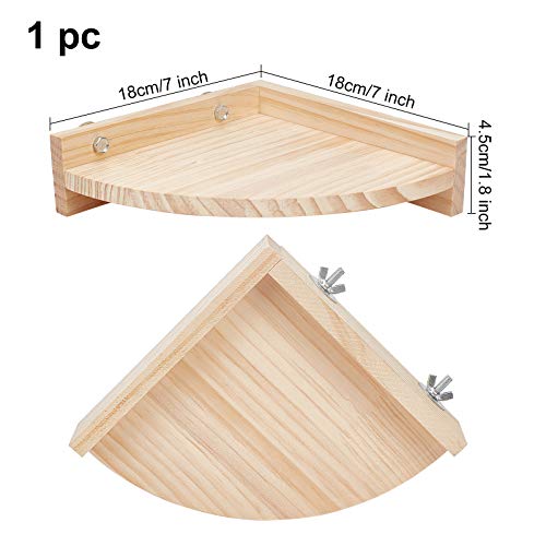 AHANDMAKER 4 Pcs 2 Sizes Wood Pet Cage Platform, Pet Perch Platform Stand, Wood Perch for Small Animals Parrot Gerbil Rat Mouse Chinchilla Hamster Cage Accessories Exercise Toys