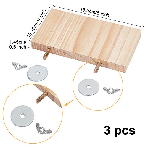 AHANDMAKER 4 Pcs 2 Sizes Wood Pet Cage Platform, Pet Perch Platform Stand, Wood Perch for Small Animals Parrot Gerbil Rat Mouse Chinchilla Hamster Cage Accessories Exercise Toys