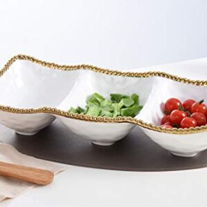 Pampa Bay Porcelain with Titanium Finish 3-Section Serving Tray Platter (Gold)