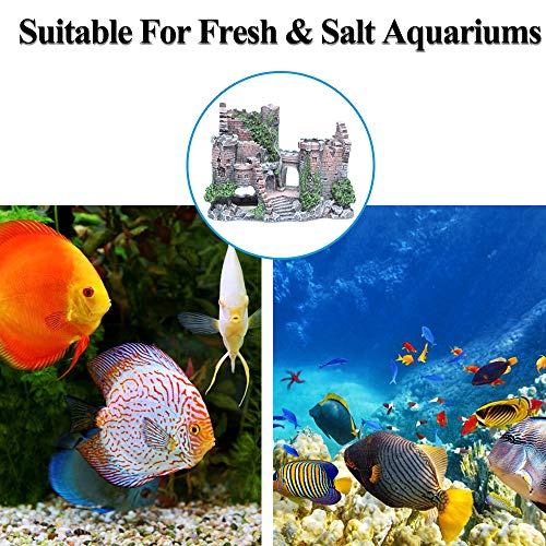 fazhongfa Aquarium Castle Air Bubbler Fish Tank Decorations for Betta Fish Ornament Small and Medium Fish Accessories Decor Betta House Toys (Air Pump is Not Include)